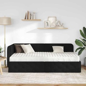 Rohový rám postele Černý 90 x 190 cm textil 3394039