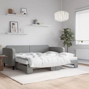 Válenda s přistýlkou a matracemi světle šedá 90 x 200 cm textil 3196834