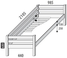 Jednolůžko se zábranou Domestav D902