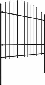 Zahradní plot s kopím nahoře ocelový 1172 x 175 cm černý 277745