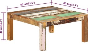 vidaXL Konferenční stolek 80 x 80 x 40 cm masivní recyklované dřevo [338030]