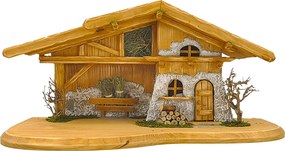 AMADEA Dřevěný osvětlený betlém s figurkami 54 cm