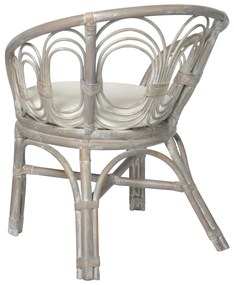 vidaXL Jídelní židle s poduškou šedá přírodní ratan a len