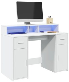 Psací stůl s LED světly bílý 120 x 55 x 91 cm kompozitní dřevo 3309411
