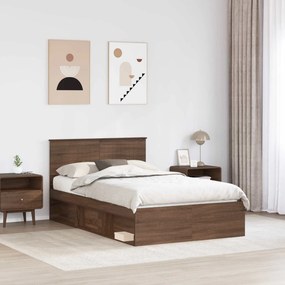 Rám postele s čelo Hnědý dub 120 x 200 cm Masivní borové dřevo 3410624