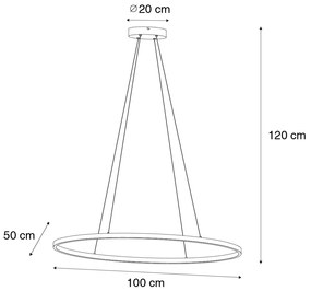 Designové závěsné svítidlo černé oválné vč. LED 3-stupňové stmívatelné - Ovallo