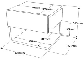 PICHER skandinávský noční stolek, dub Left