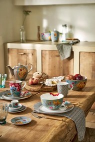 Pip Studio Blooming Tales miska Ø18 cm, modrá (Mísa z tenkostěnného porcelánu na salát nebo špagety)