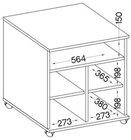 MELTA | komoda na kolečkách AR230 | 60,2 cm | UNI provedení | artisan