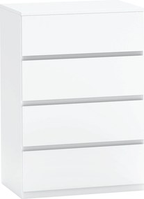 HOMCOM Komoda s 4 Zásuvkami - Moderní Úložný Kabinet pro Obývací Pokoj, Ložnici, Chodbu, Bílá, 55 x 33 x 80 cm | Aosom
