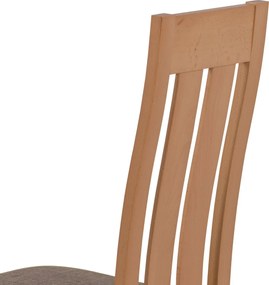 Autronic Dřevěná jídelní židle BC-2602 BUK3, buk/potah hnědý melír