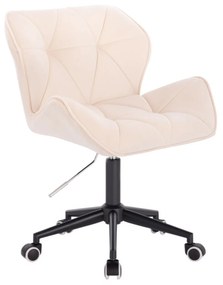 LuxuryForm DESIGN Otočná židle MILANO VELUR na černé podstavě s kolečky - krémová
