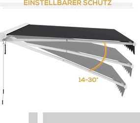 Markýza, elektricky/manuálně výsuvná, poloviční kazeta, dálkové ovládání, hliníkový rám, 4 x 3 m, šedá barva