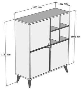 Komoda Pulse 100 cm bílá/ořech