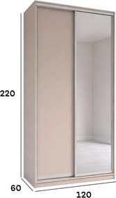 Skříň s posuvnými dveřmi 1200x2200x600 1LTD 1 Zrcadlo Kašmír, profil stříbrný