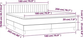 Box spring postel s matrací tmavě šedá 180x200 cm samet 3141438