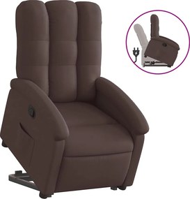 Zvedací polohovací křeslo tmavě hnědé textil 3204097