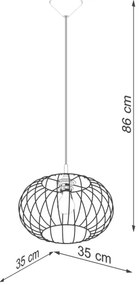 Sollux SL.1185 - Lustr na lanku TSUNO 1xE27/15W/230V černá
