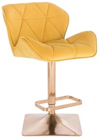 LuxuryForm Barová židle MILANO VELUR na zlaté hranaté podstavě - žlutá