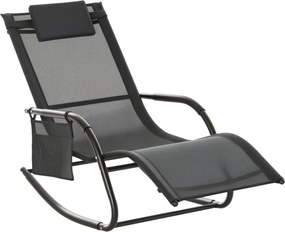 Zahradní houpací křeslo Outsunny s polstrovanými opěrkami, opěrkou hlavy a boční kapsou, nosnost 120 kg pro zahradu, terasu a patio 150x62x88 cm Černé