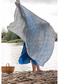 Lněný ručník Koodi, len-modrá rain