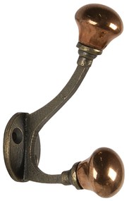 Nástěnný litinový háček s bronzovými koncovkami - 3*5*9 cm
