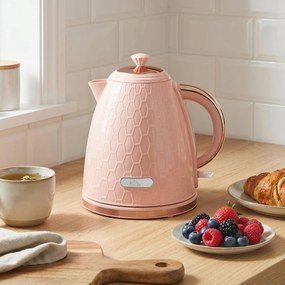 HOMCOM Rychlovarná konvice, 2200 W, průhledné okénko, filtr, rychlovarná, světle růžová