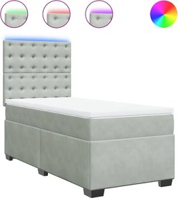 Box spring postel s matrací světle šedá 100x200 cm samet 3293146