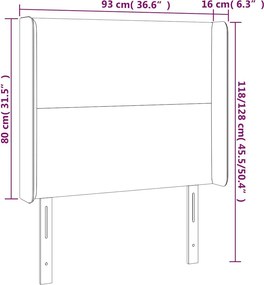 Čelo postele s LED černé 93 x 16 x 118/128 cm samet 3123806