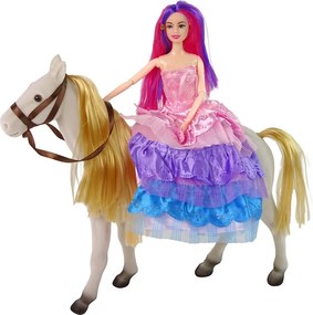 LEAN Toys Panenka princezna s bílým koníkem – figurky a doplňky