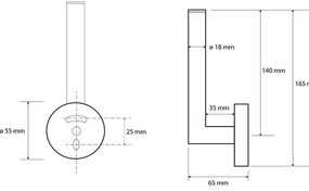Černý mosazný držák na toaletní papír Sapho X-Round