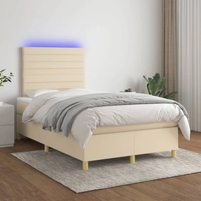 Box spring postel s matrací a LED krémová 120 x 200 cm textil 3135506