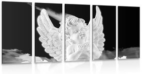 5-dílný obraz černobílý pečlivý andílek na nebi Varianta: 200x100