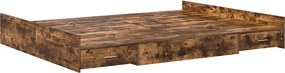 Rám postele s úložným prostorem s čelo Kouřový dub 135 x 190 cm 3335321