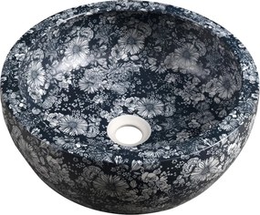 Sapho Sapho, PRIORI keramické umyvadlo na desku Ø 41 cm, modrá se vzorem, PI038
