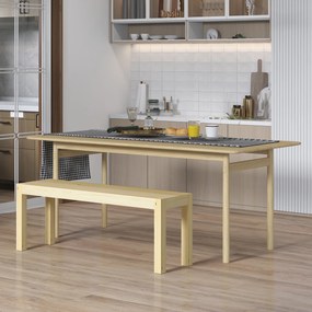HOMCOM 2místná dřevěná lavice venkovského stylu, kuchyňská lavice do obývacího pokoje, do 240 kg, borovicové dřevo, přírodní, 120x33x45cm