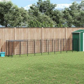 Psí kotec černý 6,05 m² ocel 3082201