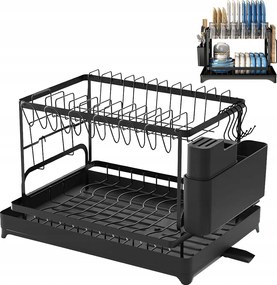 Sušička Odkapávač Na Nádobí Stojící Černá Velká Na Příbory Talíře Nádobí