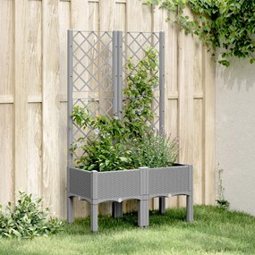 Zahradní truhlík s treláží světle šedý 80 x 40 x 142 cm PP