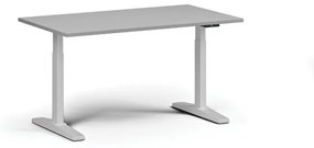 Výškově nastavitelný stůl, elektrický, 675-1325 mm, deska 1400x800 mm, bílá podnož, šedá