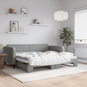 Válenda s přistýlkou světle šedá 90 x 200 cm textil 3196816
