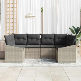 Set pohovek 6 ks Světle šedá polyratan 3346862
