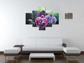 Gario Ručně malovaný obraz Orchidea u potoka - 5 dílný Rozměry: 150 x 70 cm