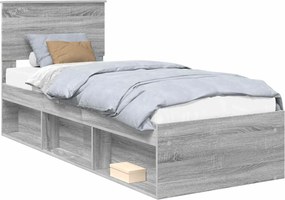 Rám postele s čelo Šedá Sonoma 75 x 190 cm Masivní borové dřevo 3410668