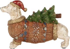 Dekorace figurka jezevčík ve světříku se stromkem - 21*6*14 cm