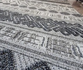 HU Šedý moderní pruhovaný koberec Boho 881-S Rozměr: 60x100 cm