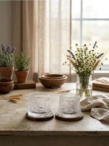 Sinsay - Sklenice s reliéfním vzorem s podtácky 2 pack - clear