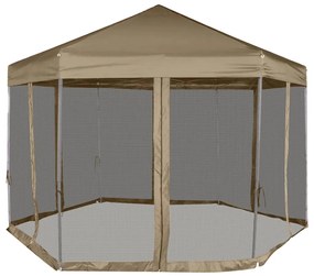 Šestihranný pop-up stan s bočnicemi 3,6 x 3,1 m taupe 220 g/m²,  362013