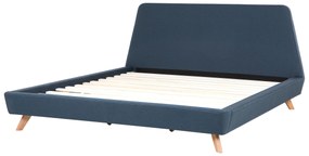 Čalouněná tmavě modrá dvojitá postel 180x200 cm VIENNE Beliani