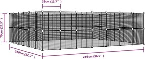 vidaXL 52panelová ohrádka pro zvířata s dvířky černá 35 x 35 cm ocel [3114047]